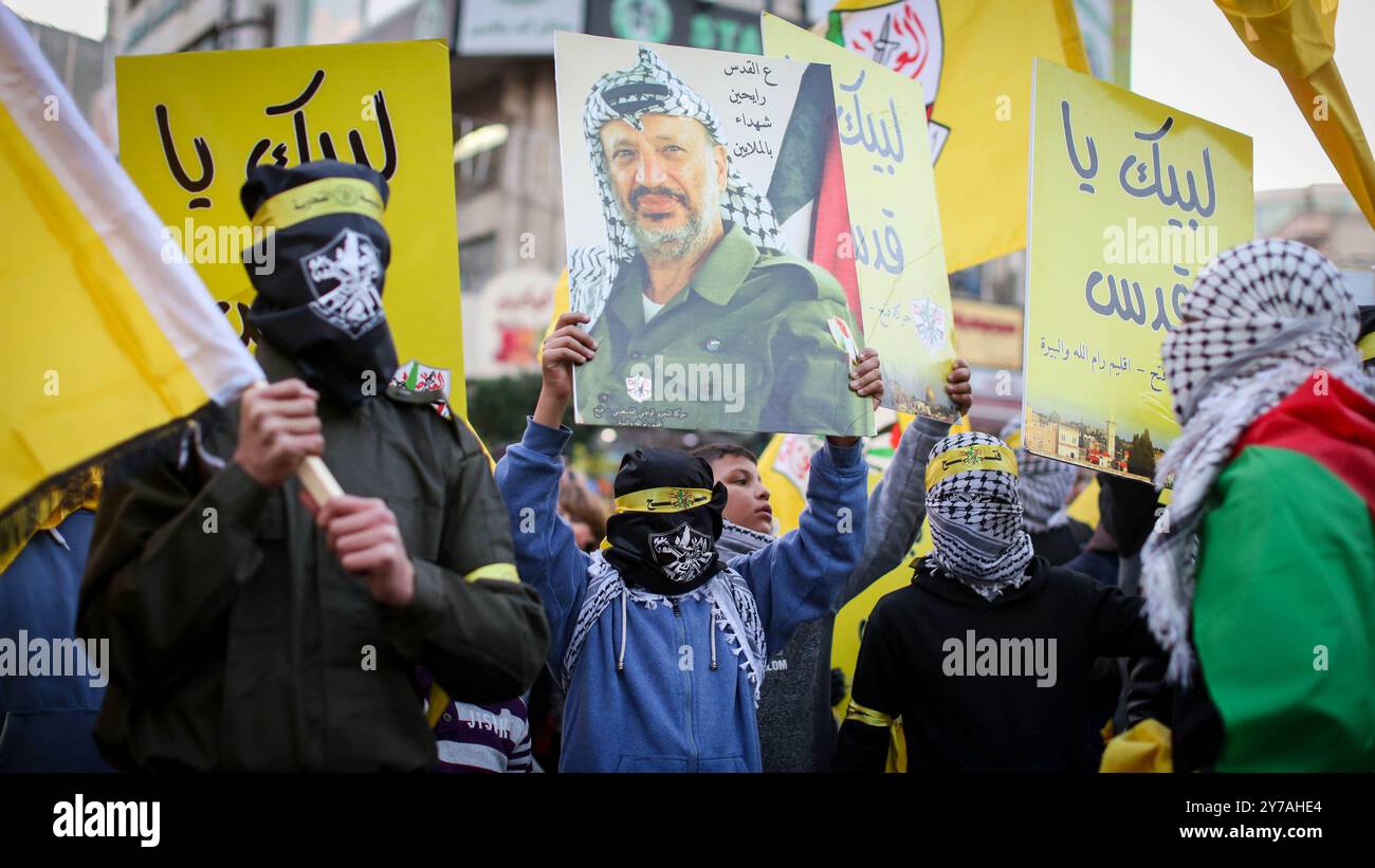 Celebration are held in Ramallah to mark the fifty-third anniversary of ...