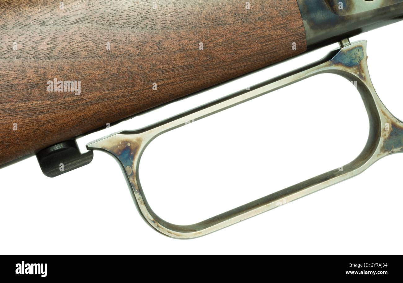 Color casehardened hand loop and loop catch on a wood stocked lever ...