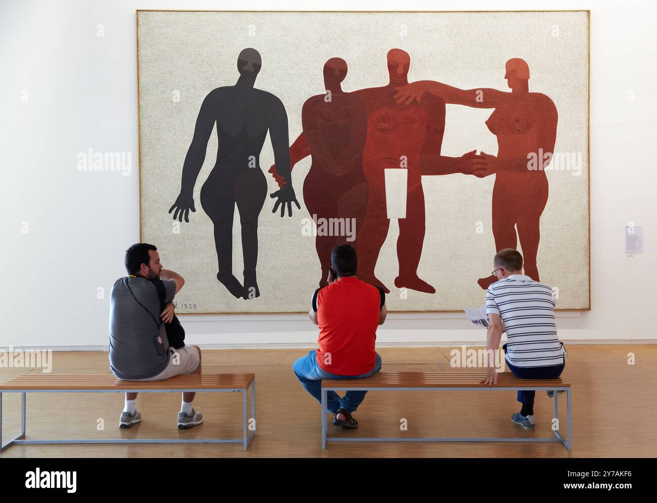 People looking at painting in a museum, Les quatre races. 1928. Amédée ...