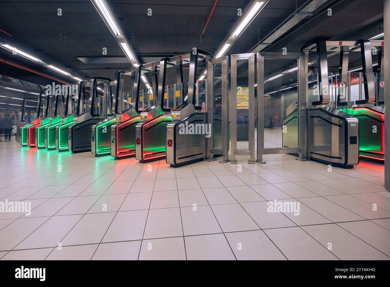 Milan, Italy - September 28, 2024: subway interior shot of the new ...