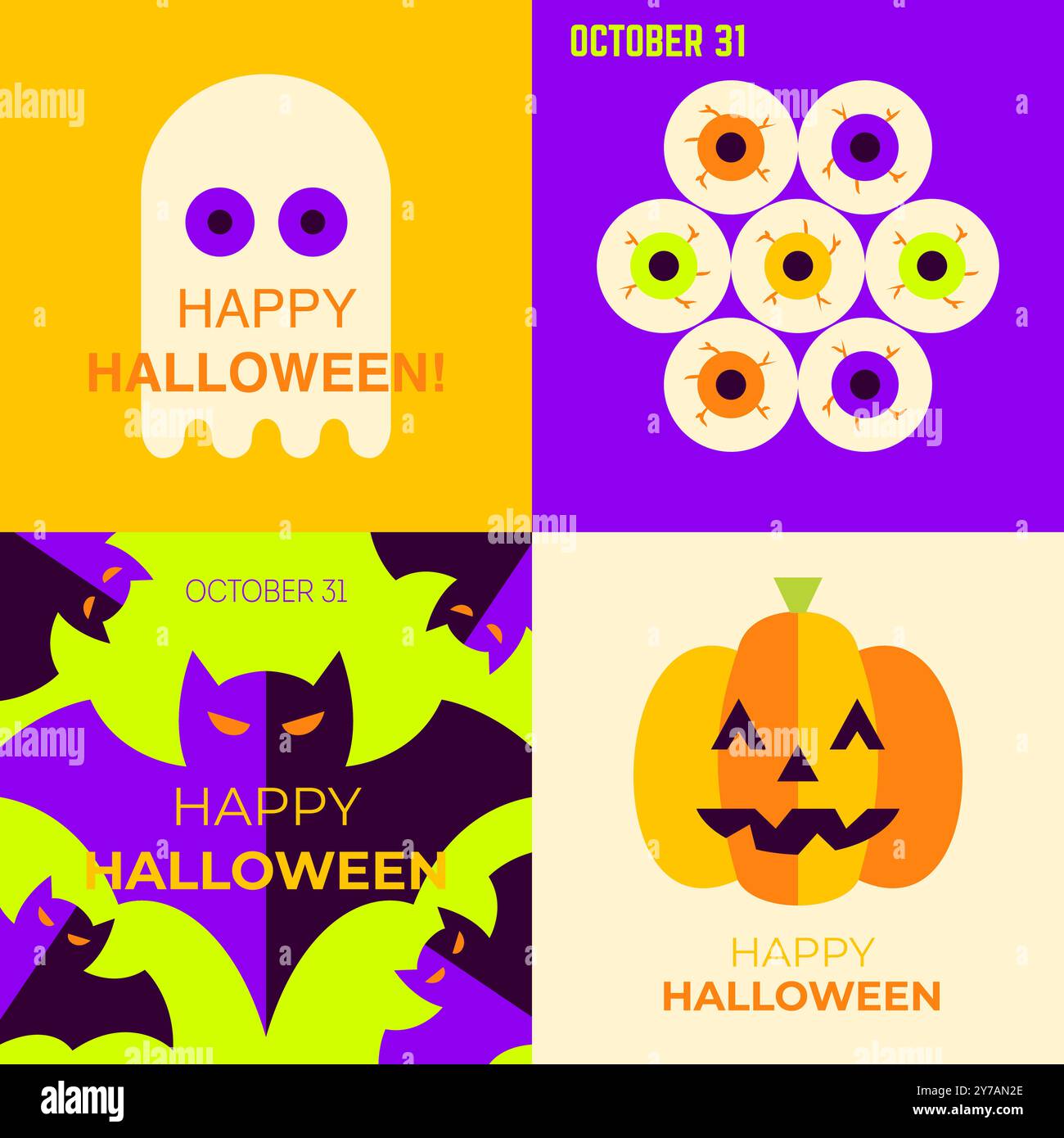 Four Square Halloween Postcards Stock Vector Image & Art - Alamy