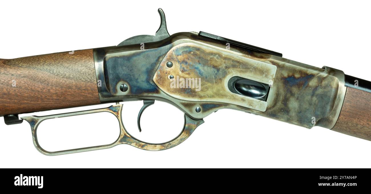 Color casehardened receiver on a lever action rifle that was the ...