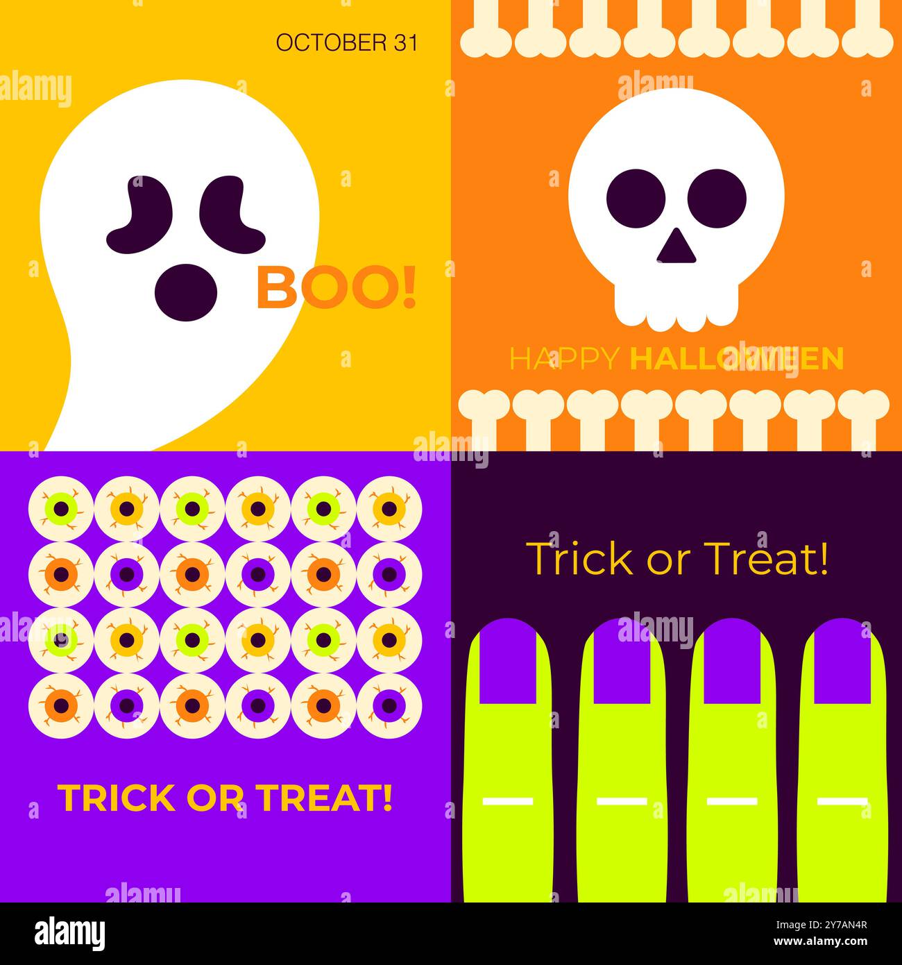 Four Halloween Greeting Cards Stock Vector Image & Art - Alamy