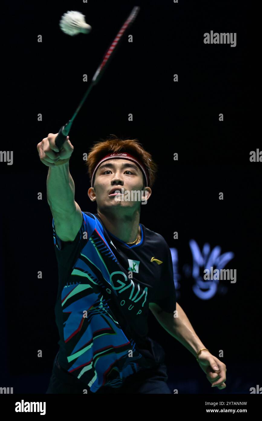 Macao, China. 29th Sep, 2024. Jia Heng Jason Teh hits a return during ...