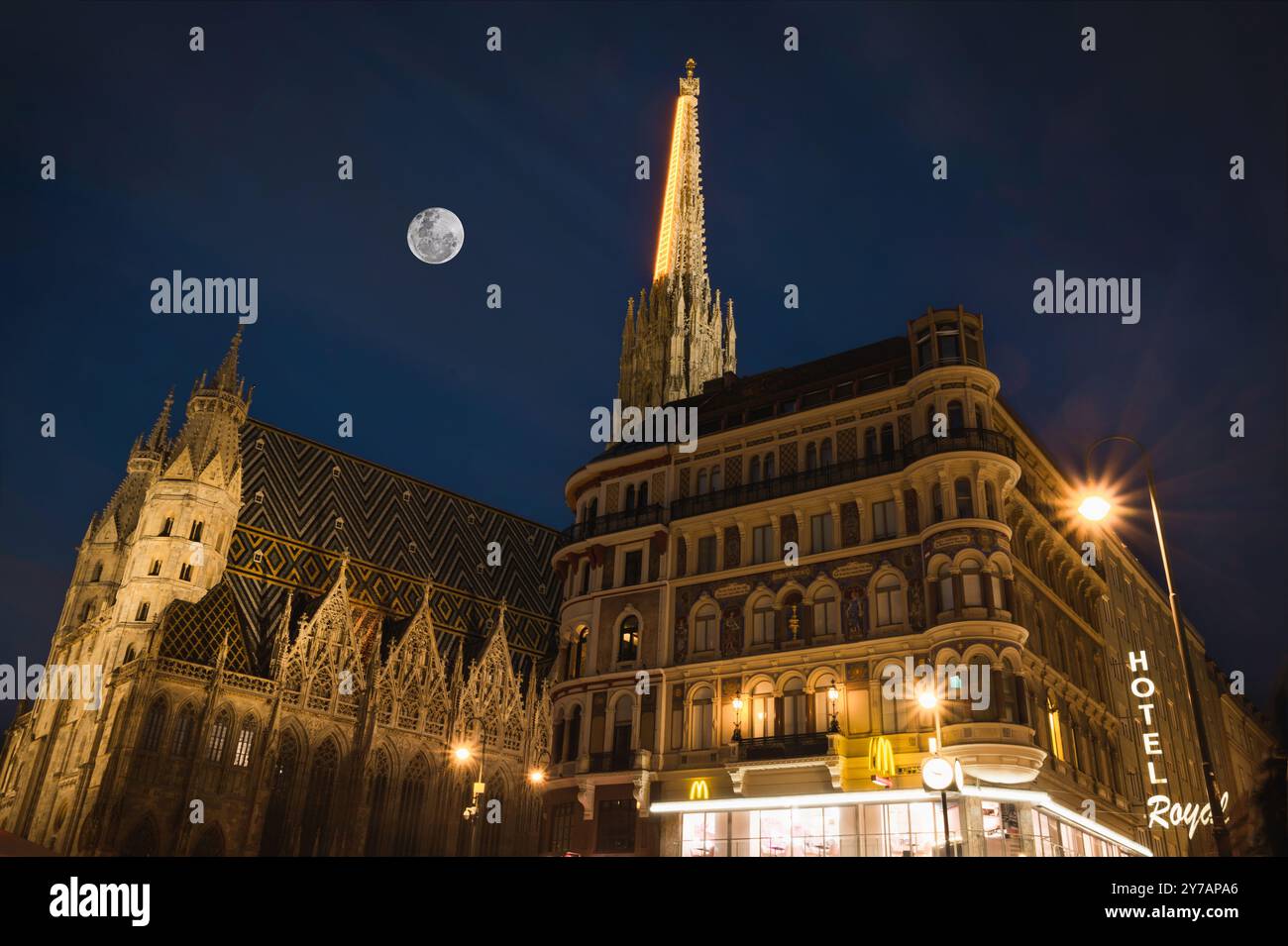 Vienna, Austria - June 6, 2022. Nightscape vienna st stephen's ...