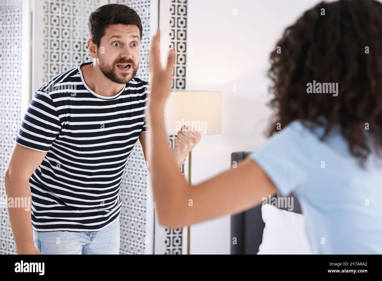 Emotional couple arguing at home. Relationship problems Stock Photo - Alamy