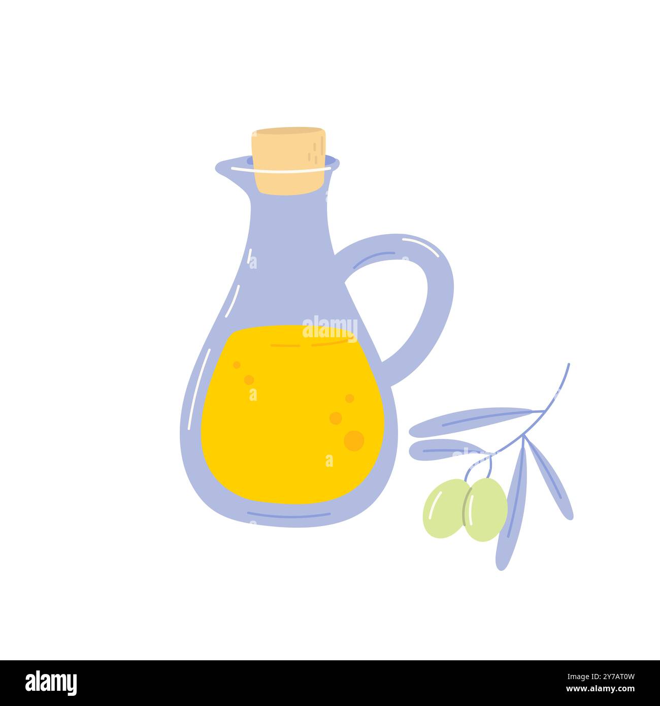 Cute simple illustration of olive oil and branch, isolated vector ...