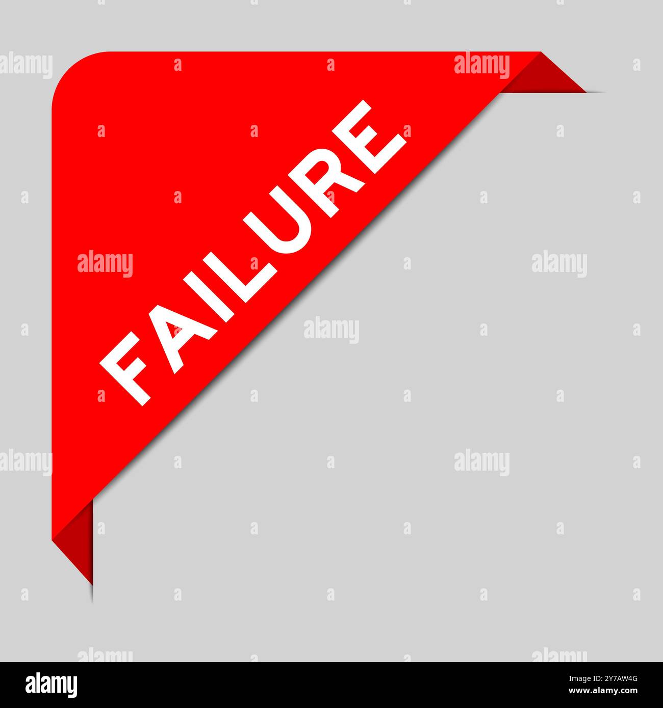 Red color of corner label banner with word failure on gray background ...