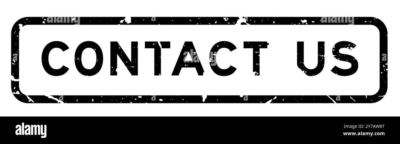 Grunge black contact us word square rubber seal stamp on white ...