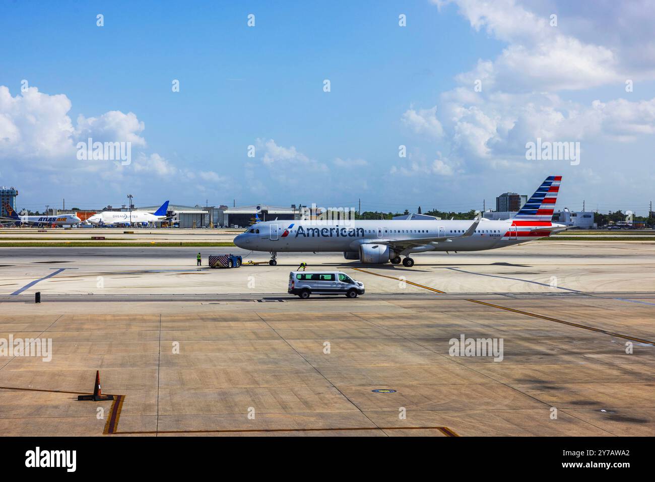 American Airlines plane on tarmac at Miami International Airport, with ...