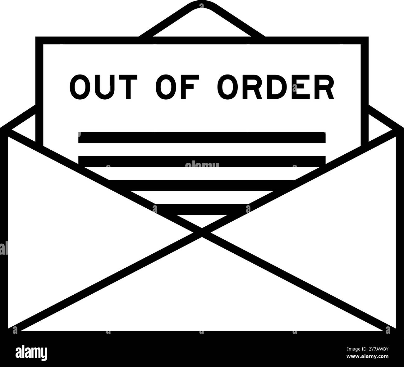 Envelope and letter sign with word out of order as the headline Stock ...