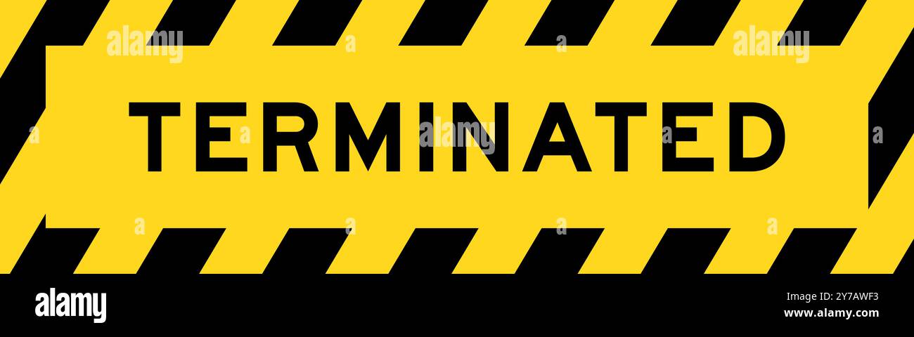 Yellow and black color with line striped label banner with word ...