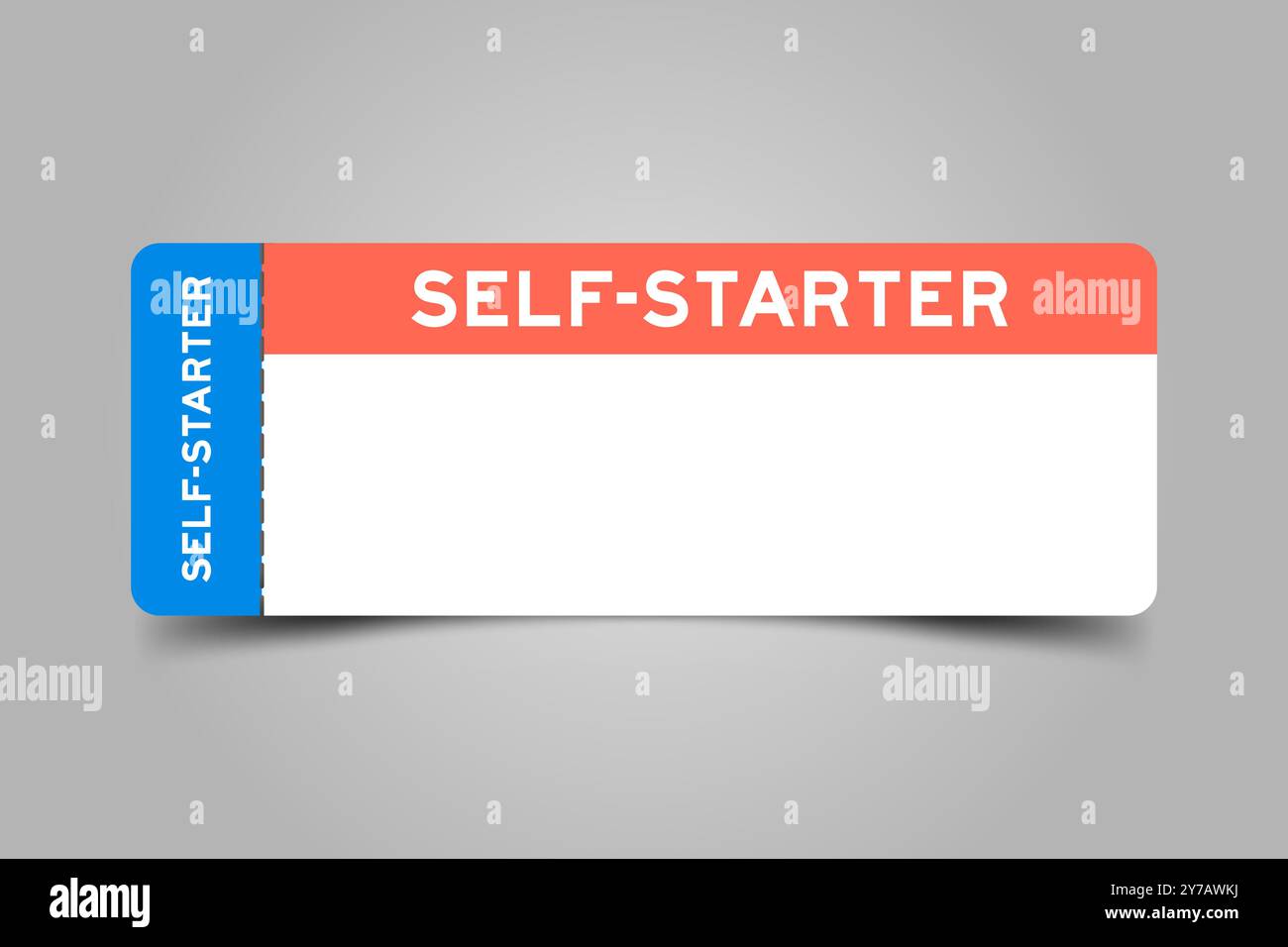 Blue and orange color ticket with word self starter and white copy ...