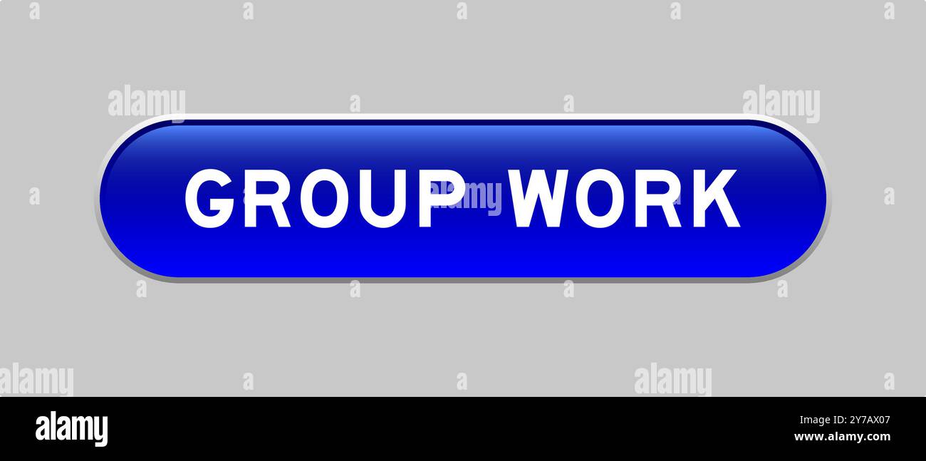 Blue color capsule shape button with word group work on gray background ...