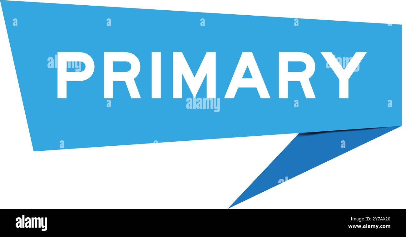 Blue color speech banner with word primary on white background Stock ...