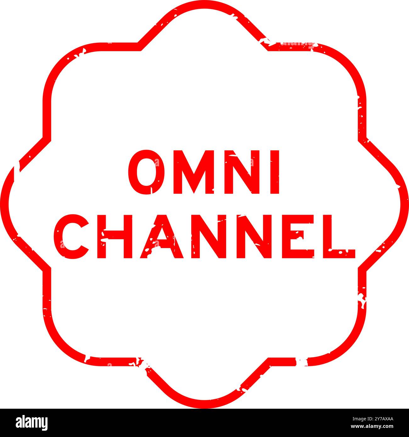 Grunge red omni channel word rubber seal stamp on white background ...