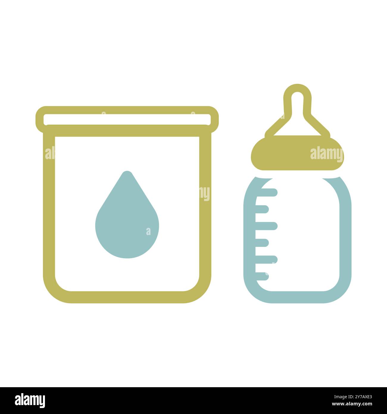 Milk powder canned and baby milk bottle vector icon. Dairy product sign ...