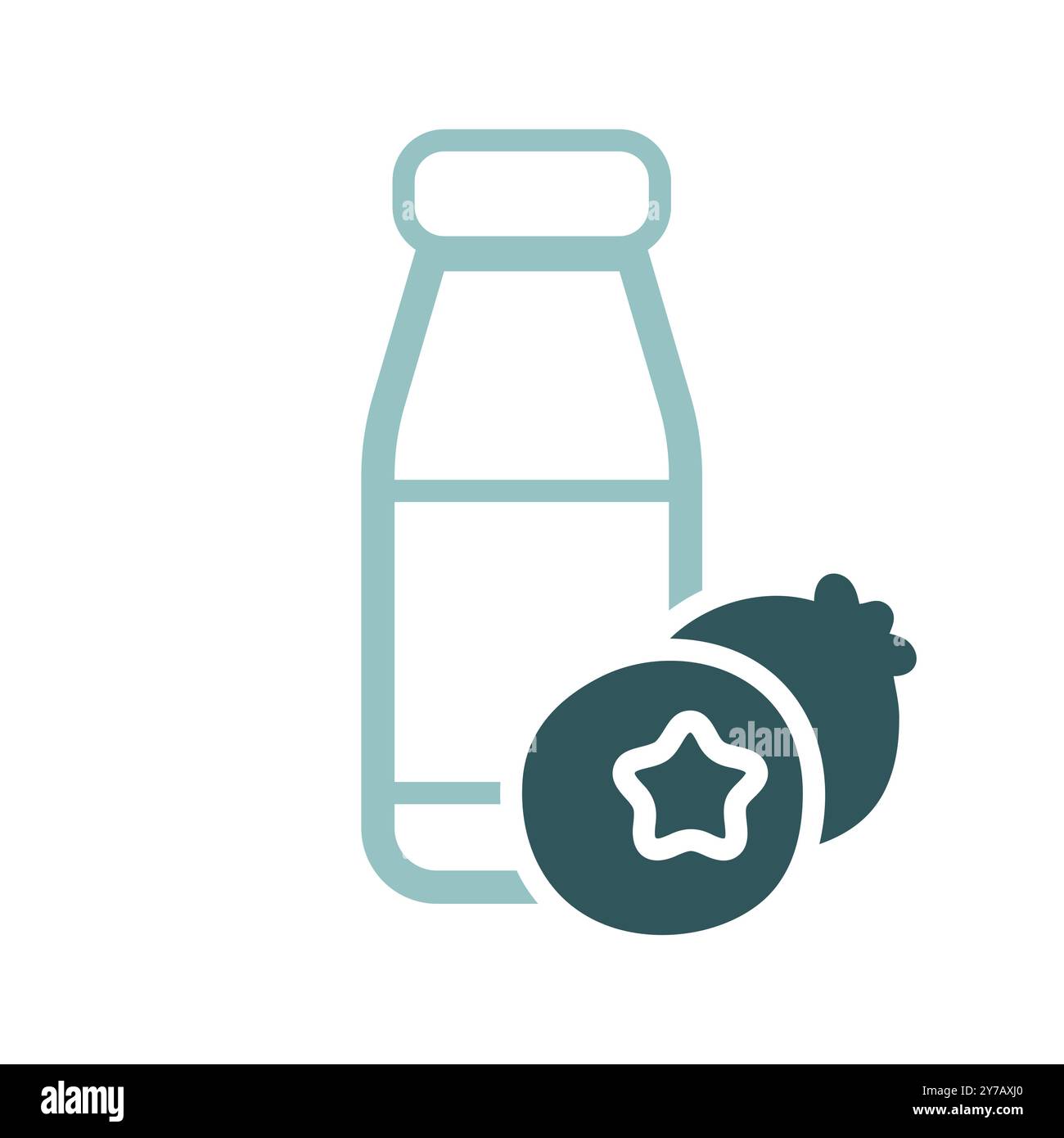 Drinkable yoghurt bottle with flavor blueberry vector icon. Dairy ...