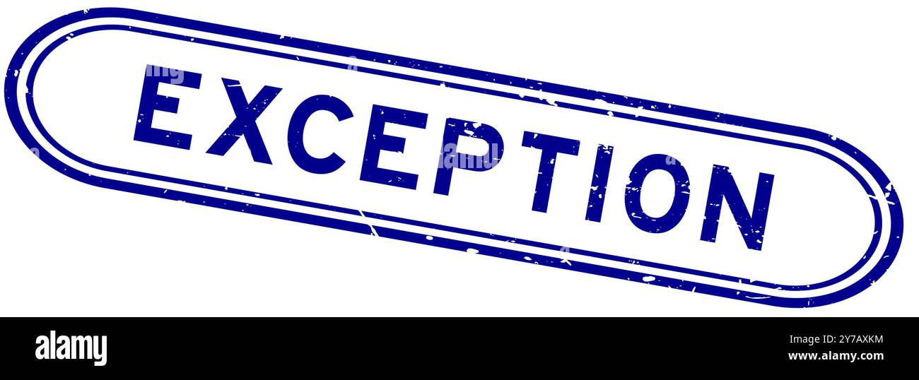 Grunge blue exception word rubber seal stamp on white background Stock ...