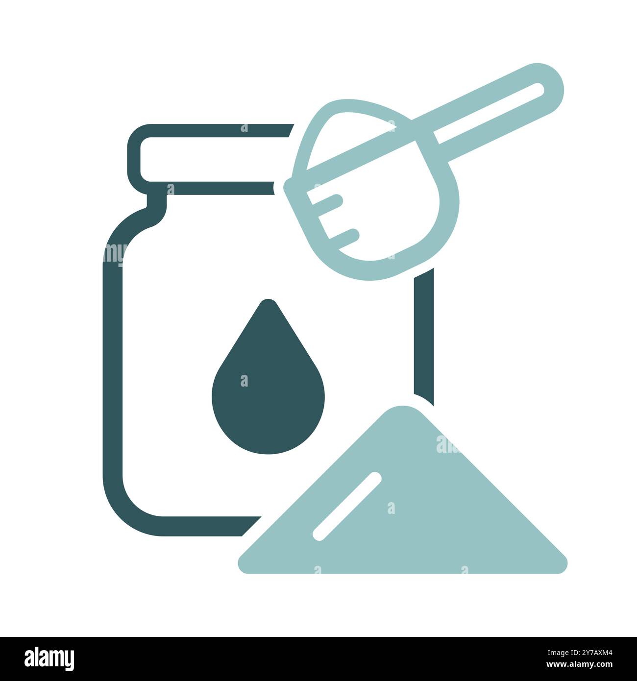 Milk powder canned and spoon vector icon. Dairy product sign. Graph ...