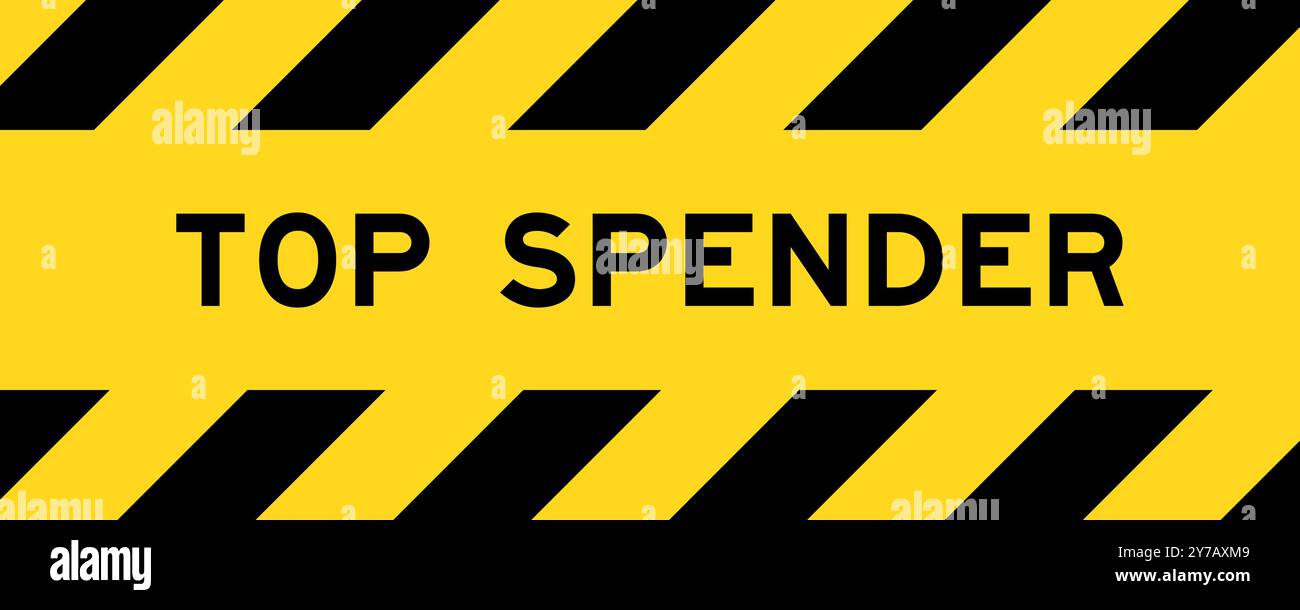 Yellow and black color with line striped label banner with word top ...