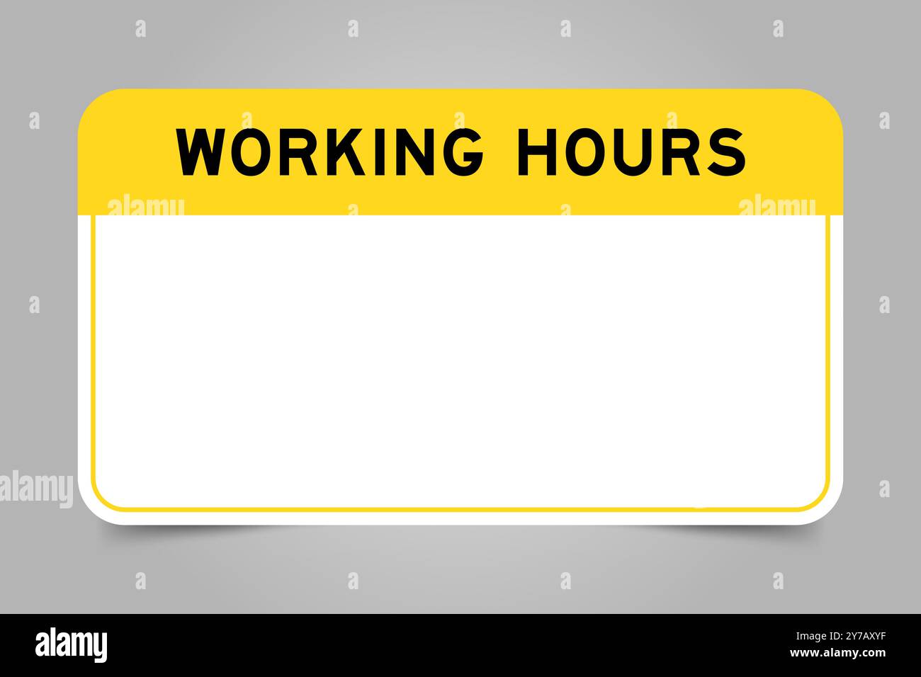 Label banner that have yellow headline with word working hours and ...
