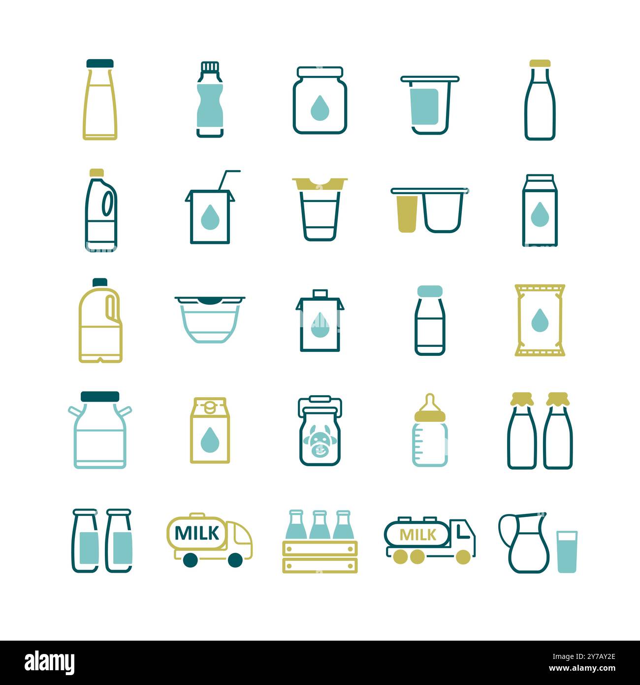 Milk cans and bottles vector icon. Dairy products sign. Graph symbol ...