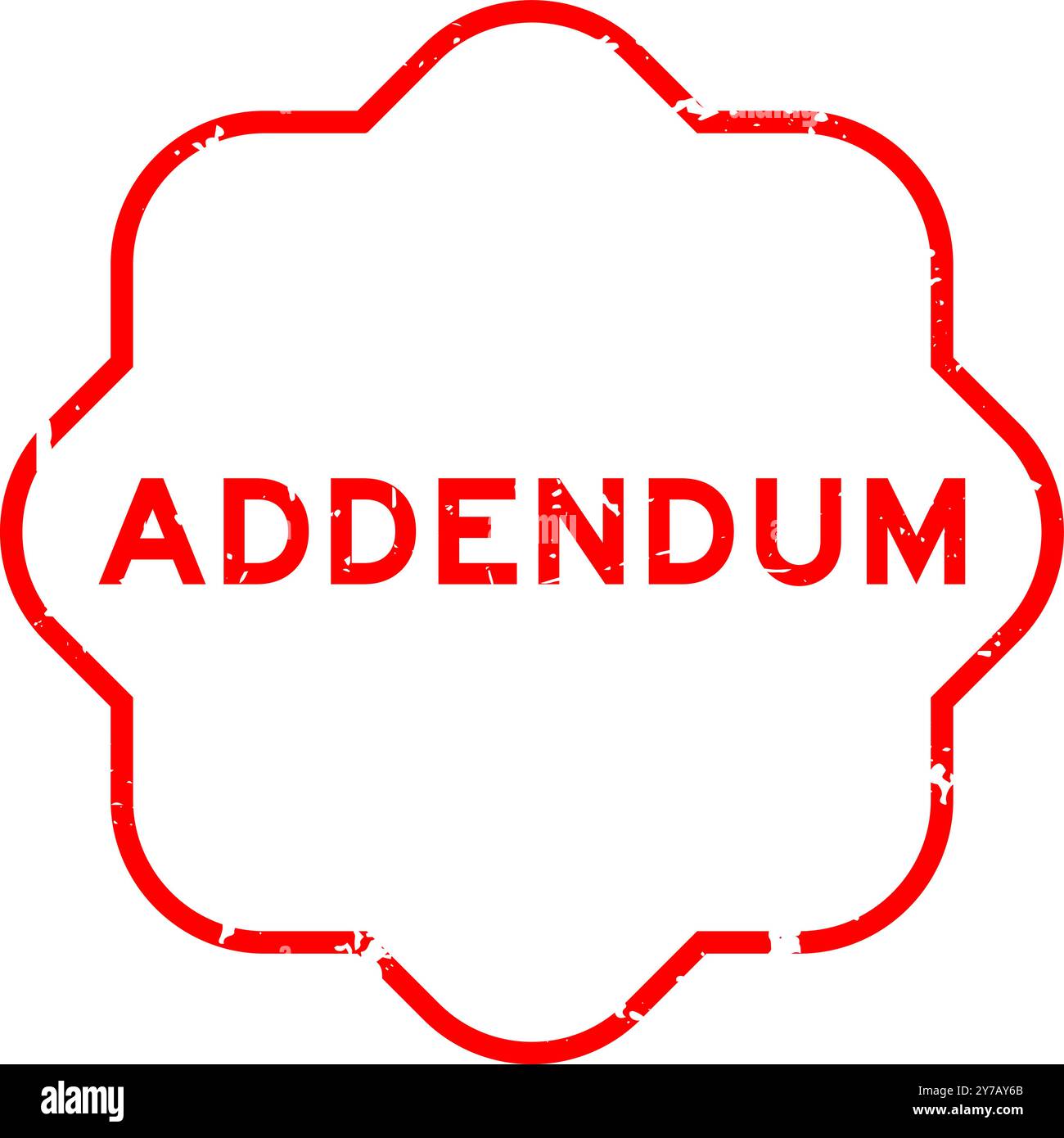 Grunge red addendum word rubber seal stamp on white background Stock ...