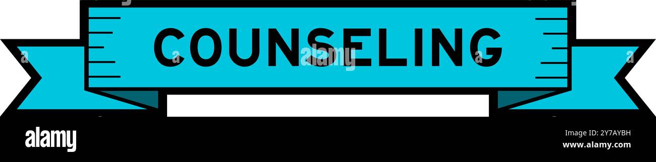 Blue ribbon label banner with word counseling on white background Stock ...