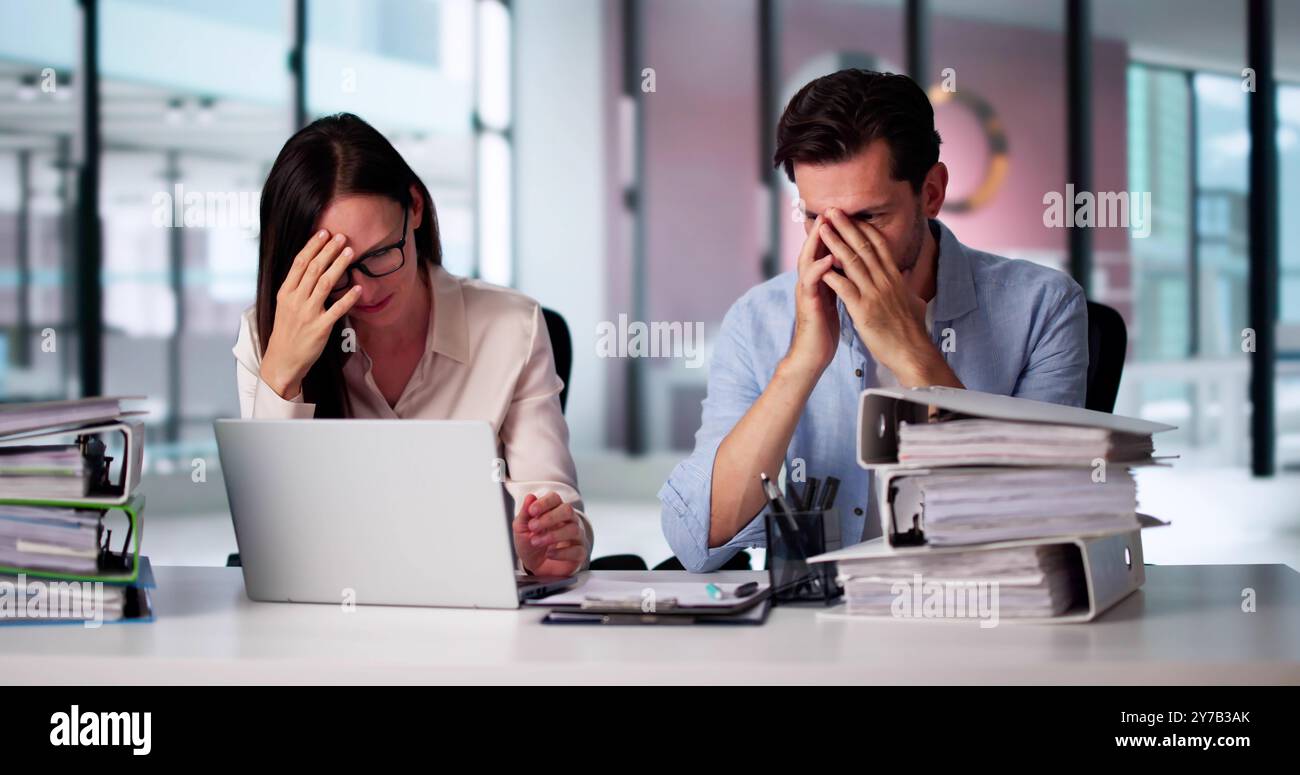 Workaholic Accountant Businessman With Headache And Stress Stock Photo ...