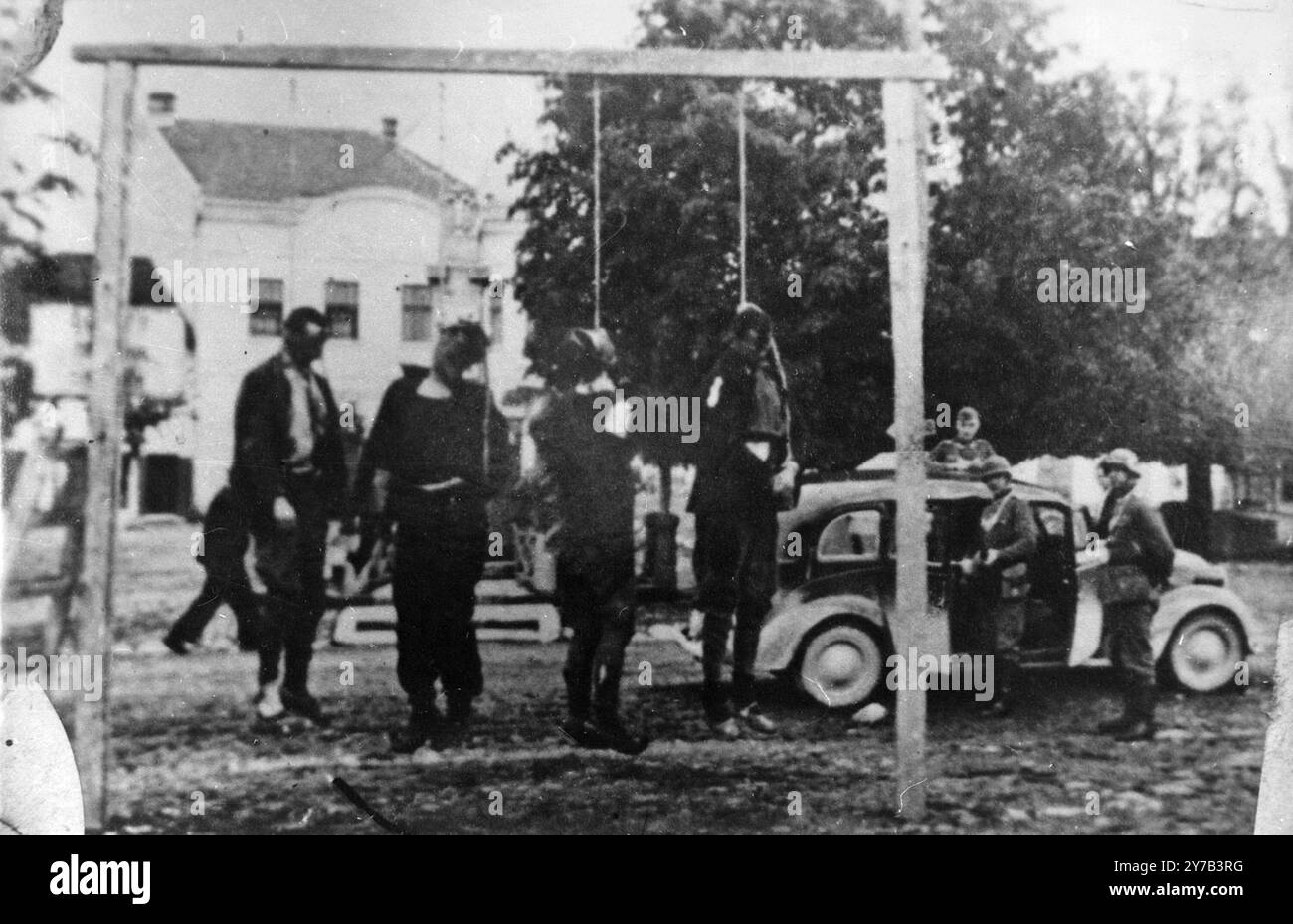 Public hanging of Serbian civilians by German troops in the village of ...