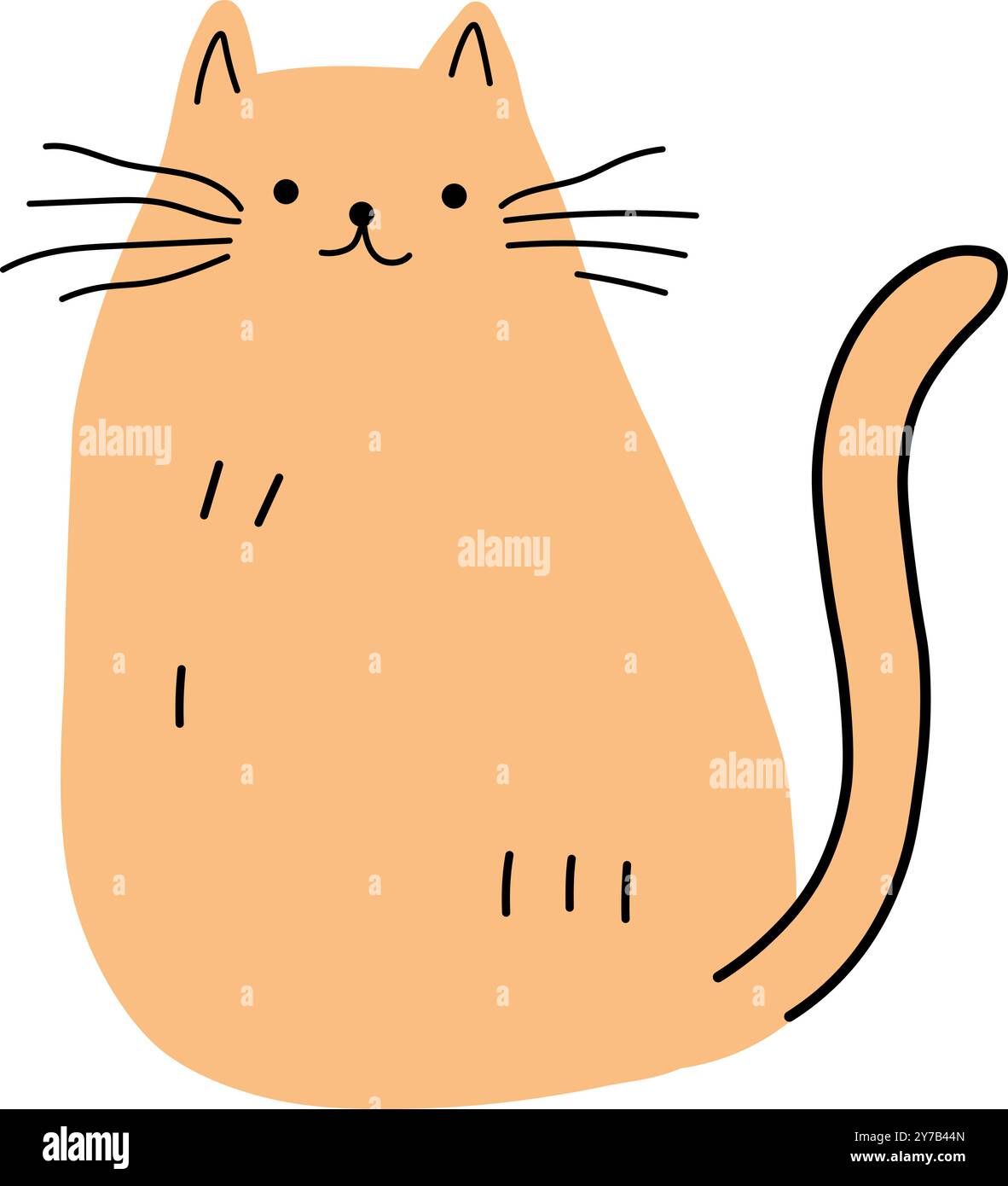 Adorable cat, flat vector illustration in a contemporary minimalist ...