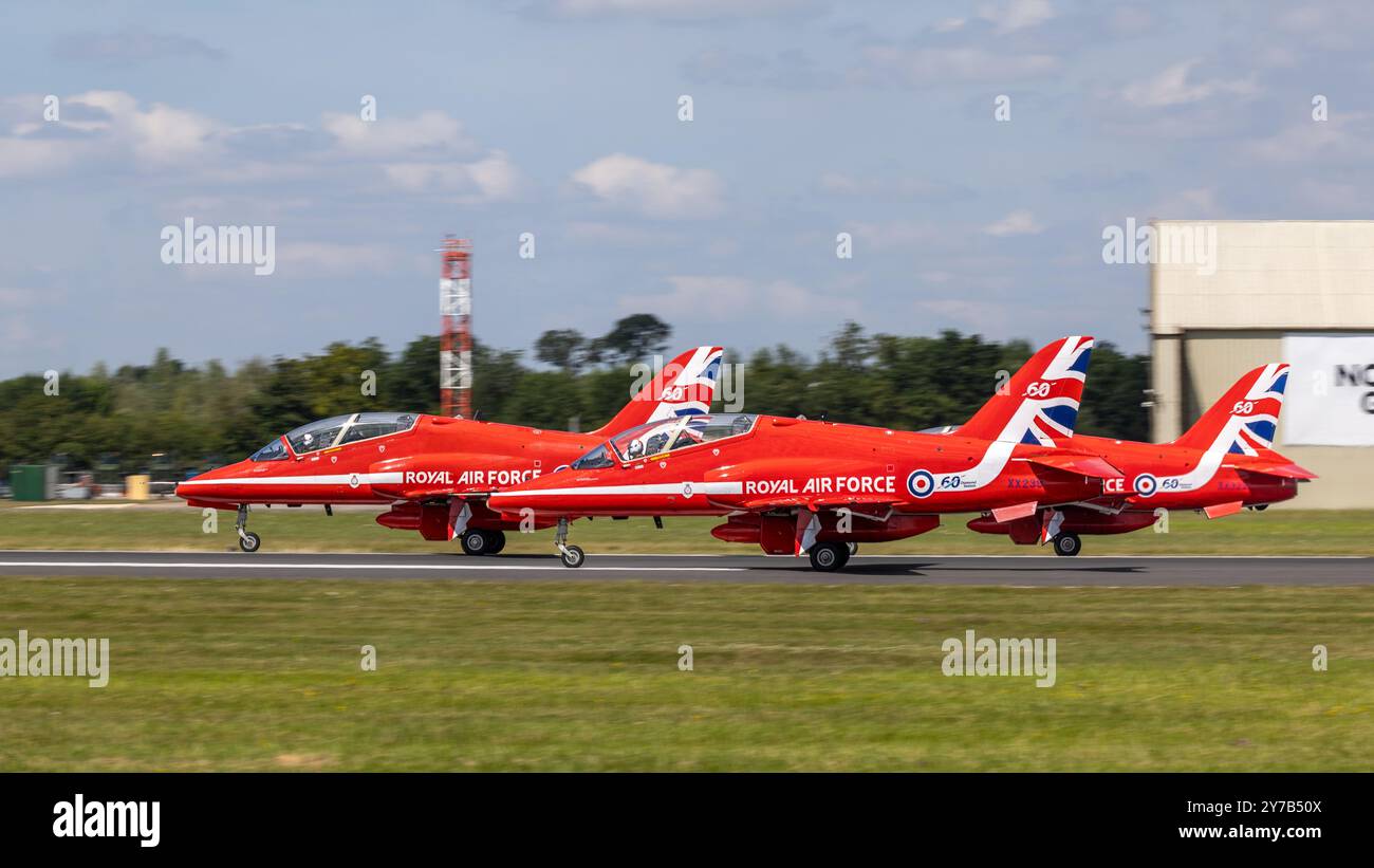 Royal Air Force - Red Arrows BAE Systems Hawk T.1A, taking off from RAF Fairford Stock Photo - Alamy
