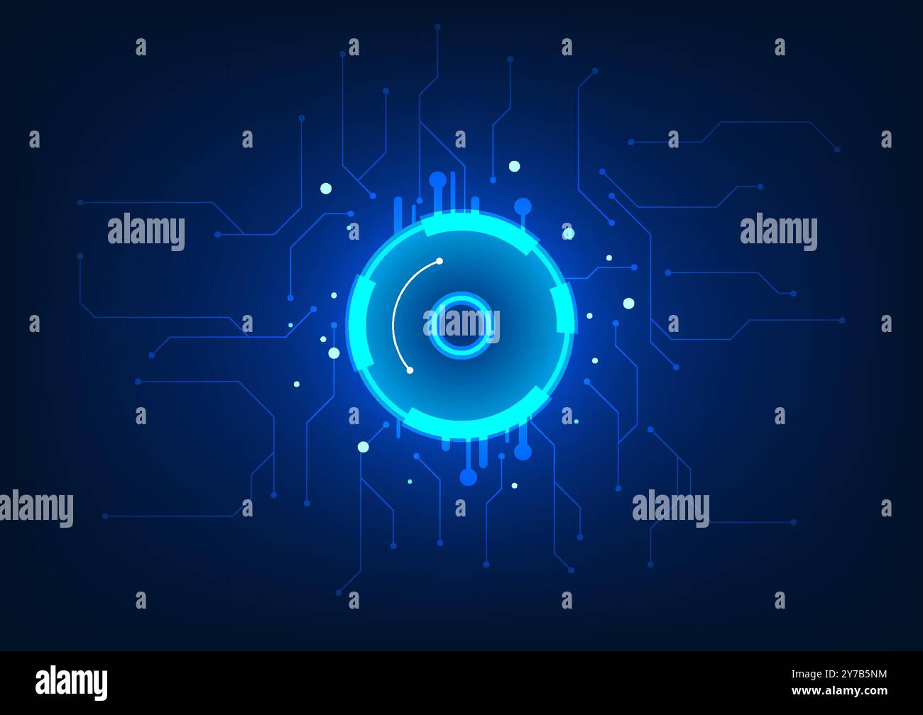Technology abstract background. Hi-tech circles connected with technology circuits. It ...