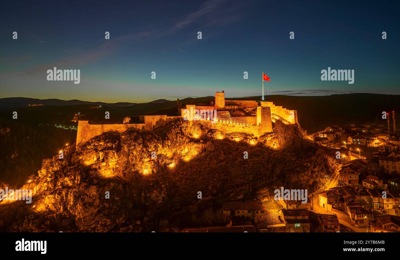 Evening view of the historical Kastamonu Castle. Turkey travel ...