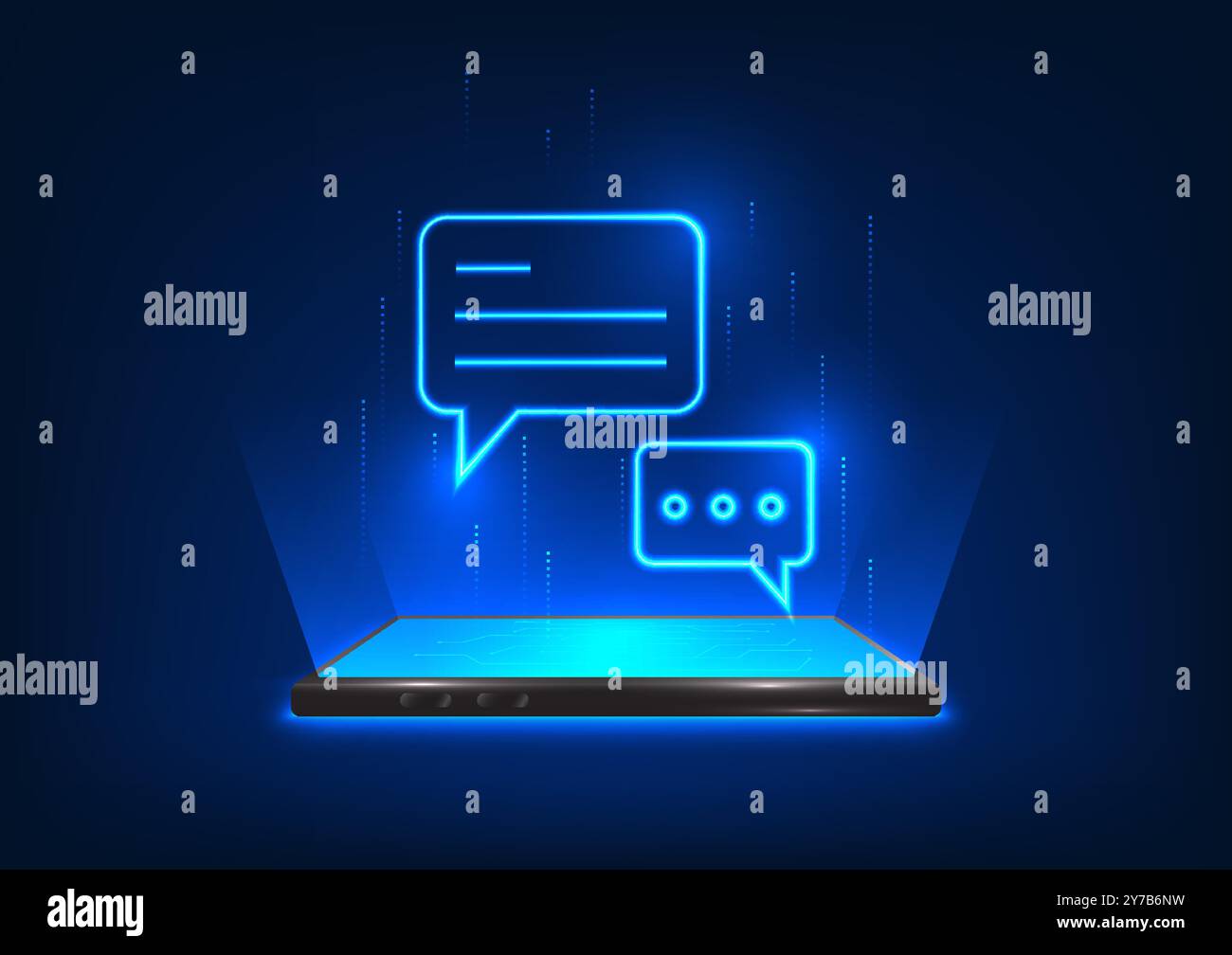 Smartphone technology, mobile phones projected chat messages, showing ...