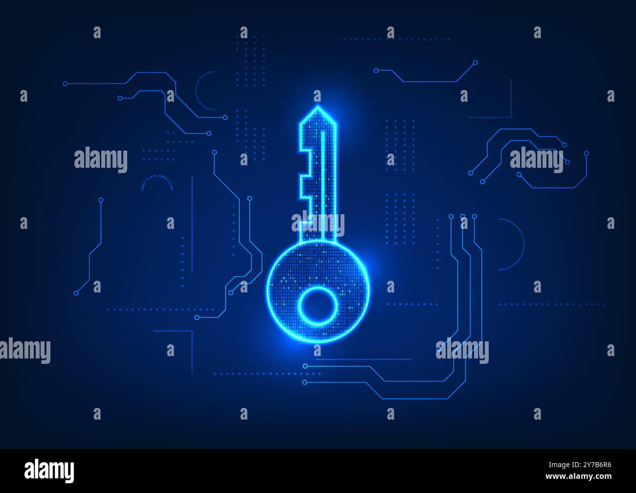 Technology background of the key inside is a numeric code with a ...