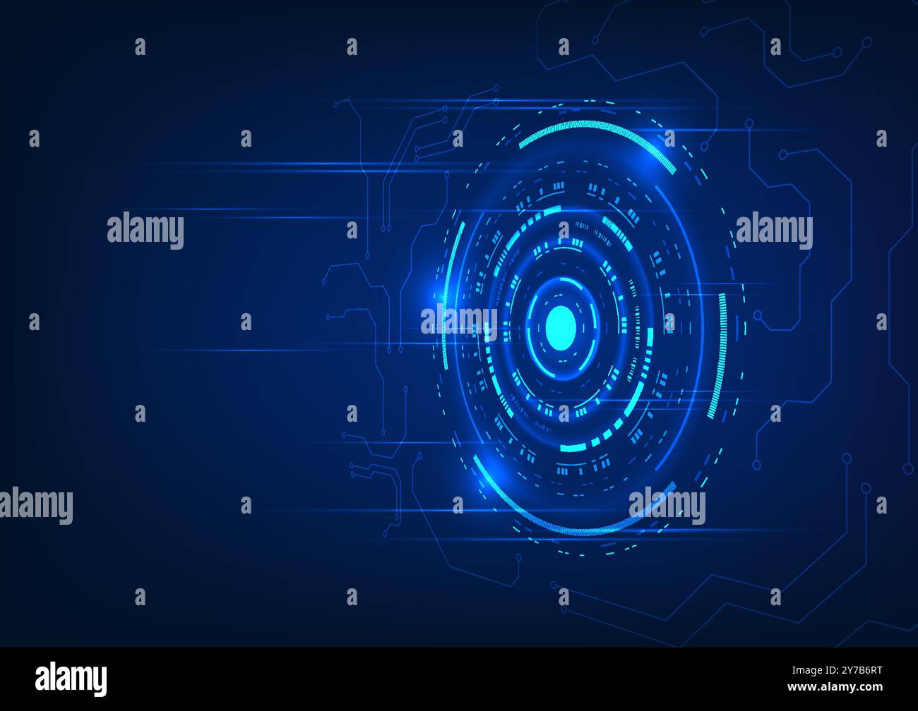 Technology background. Overlapping light beam technology circles, showing data processing in the ...