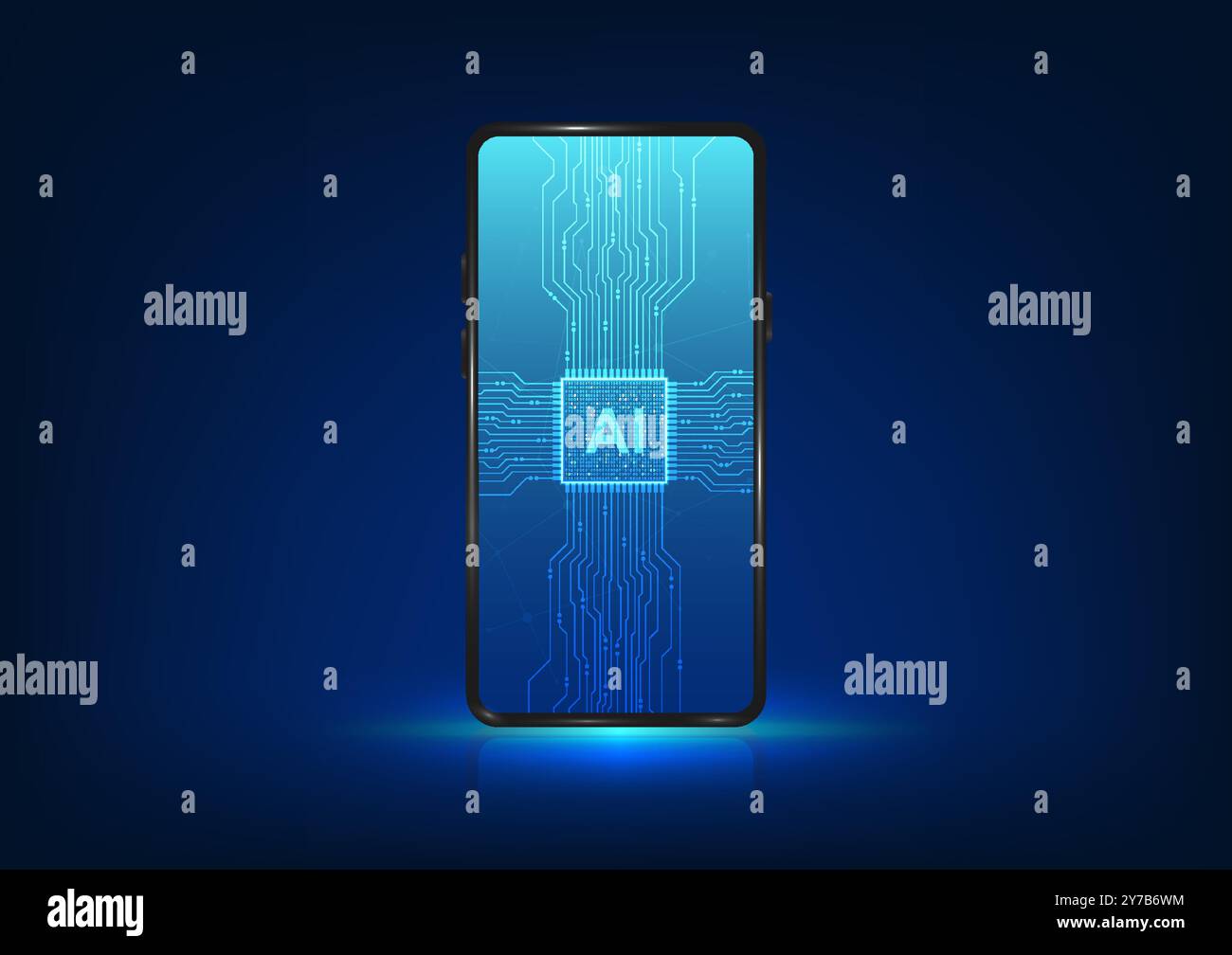 Artificial intelligence AI technology is used in smartphone systems to ...