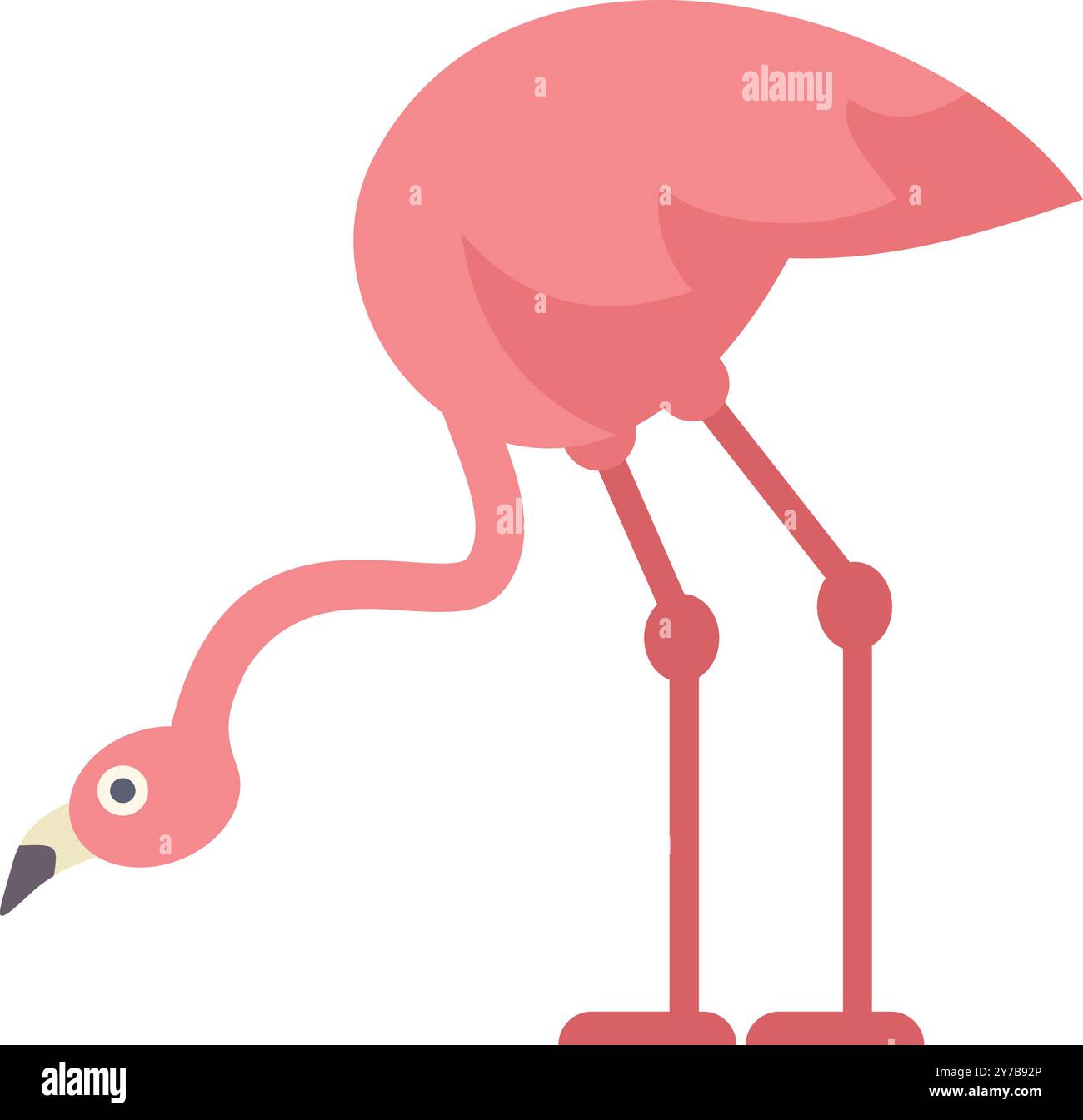 Illustration of a pink flamingo standing on its long legs and looking ...