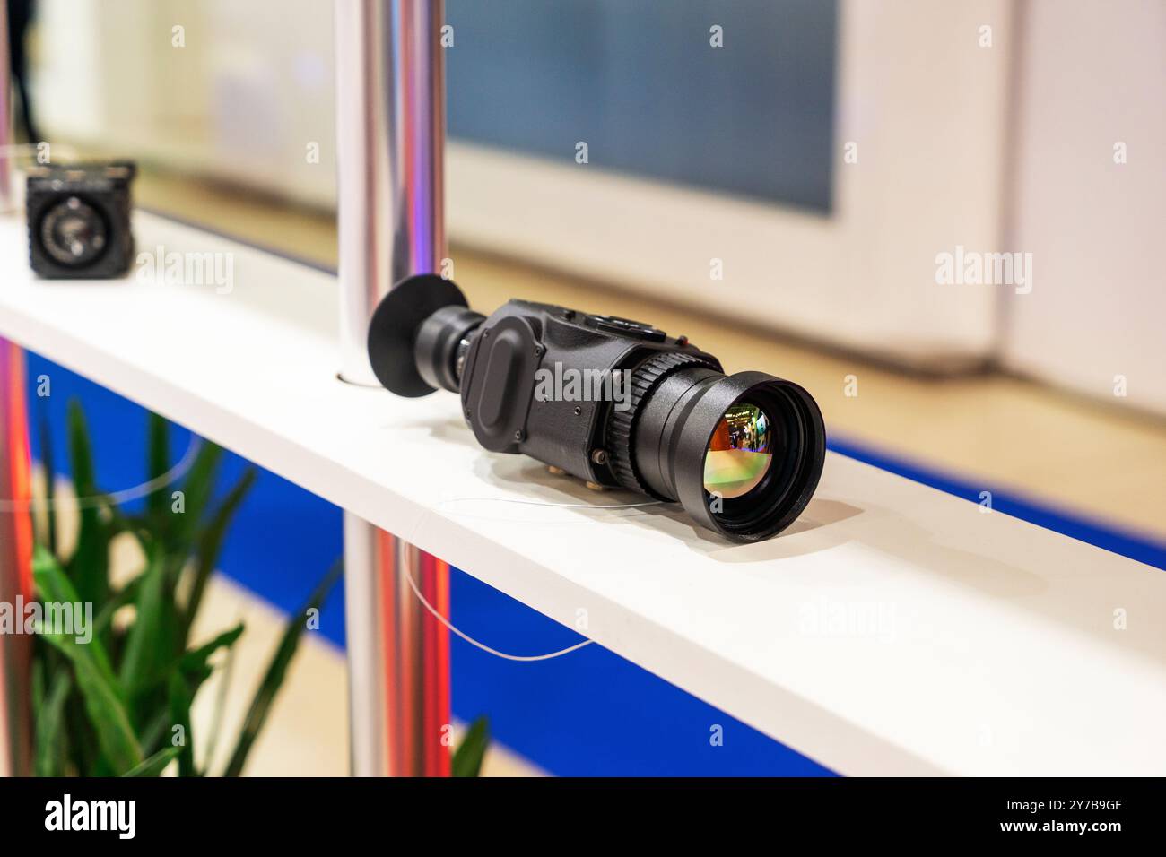 Modern military binoculars, night vision devices at the exhibition, on ...