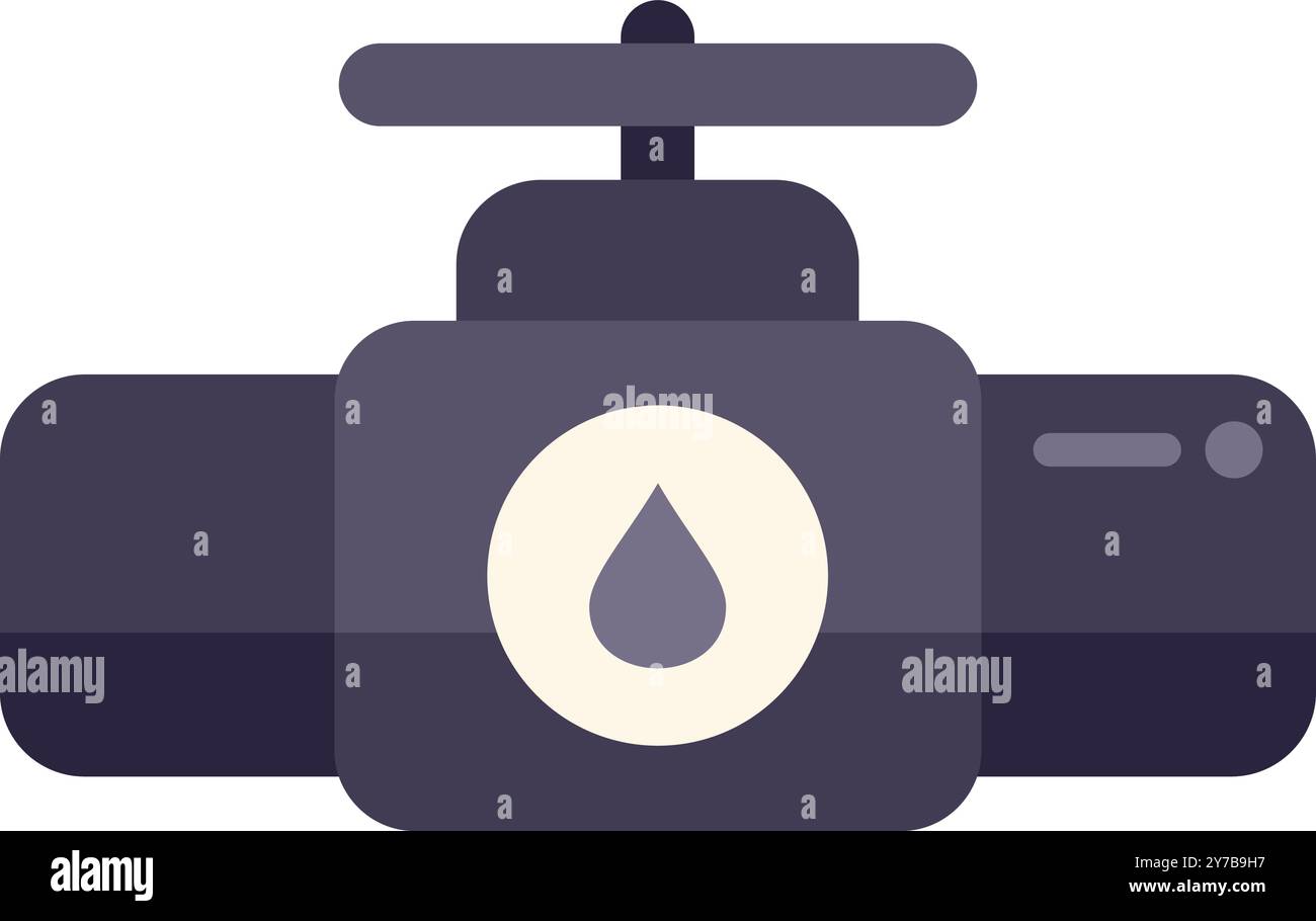 Minimalist flat vector illustration of a pipeline valve regulating ...