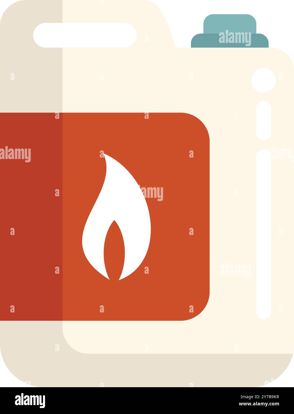 White plastic jerrycan with a red flammable liquid warning sign showing ...