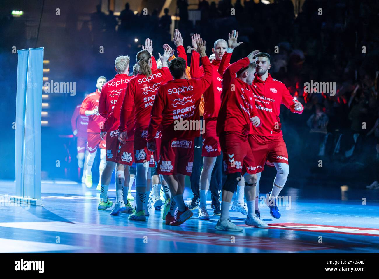 Aalborg, Denmark. 25th, September 2024. The players of Aalborg Handball ...