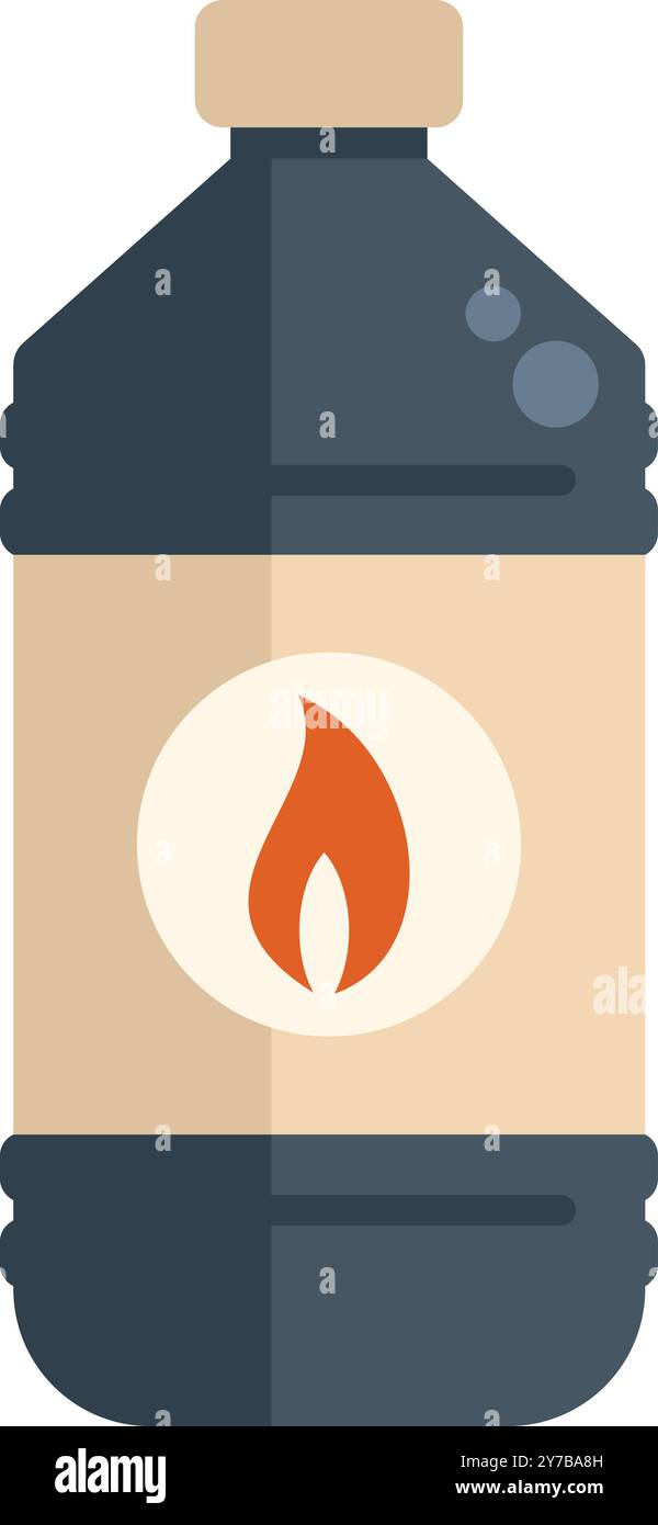 Illustration of a big plastic bottle containing flammable liquid ...