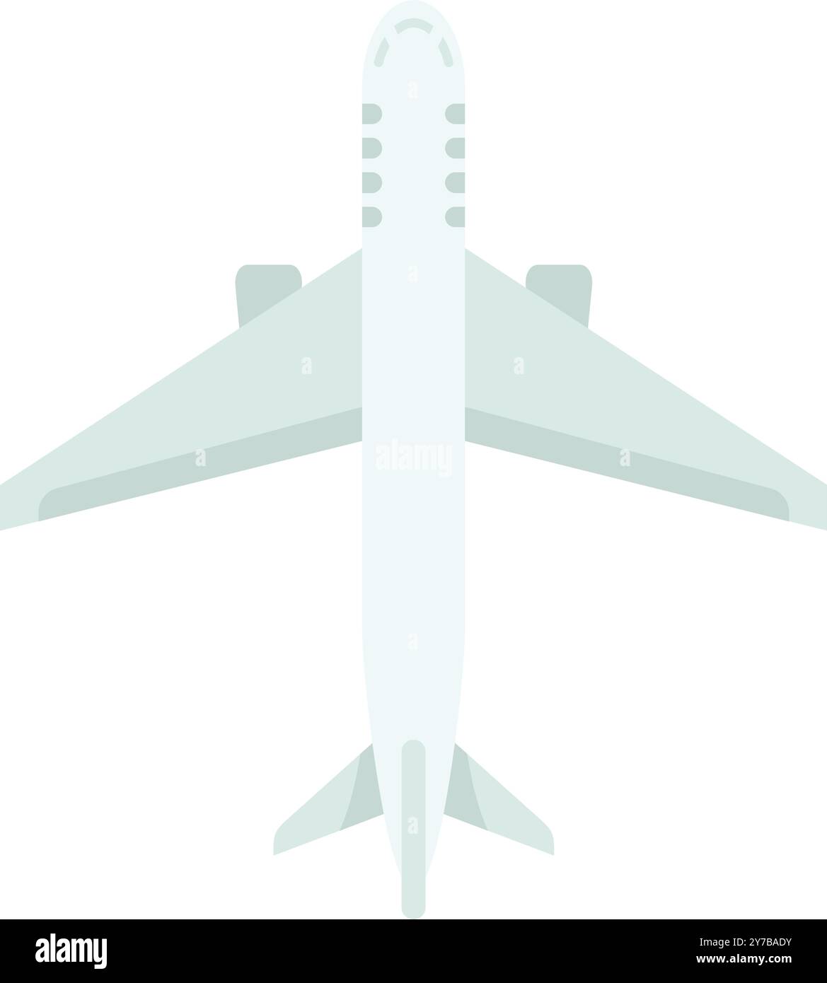Minimalist illustration of a big white airplane flying in the sky, seen ...