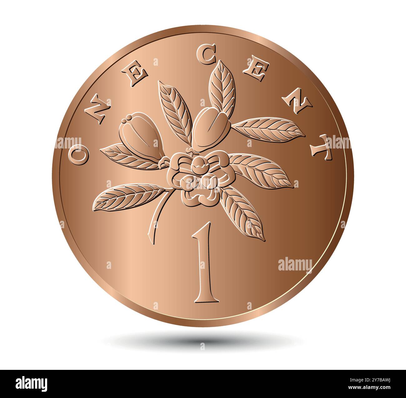 1 cent 1969 to 1971 reverse, Jamaica. Ackee fruit at center. The 1 cent ...