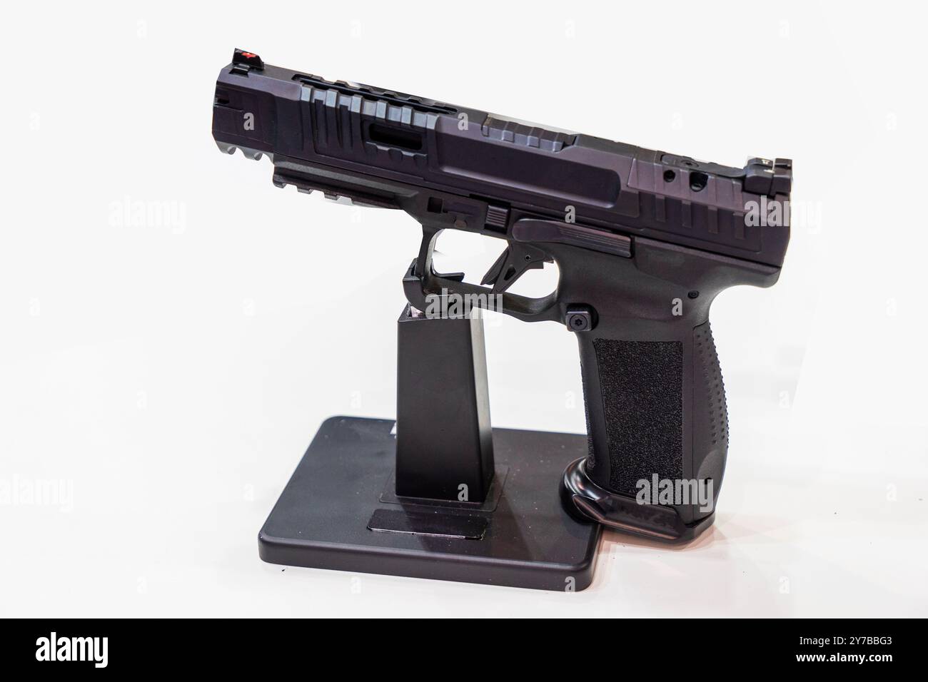 Modern military pistols, revolvers, at the exhibition, military ...