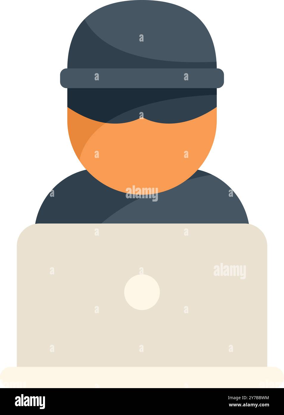 Hacker wearing a black hat is using a laptop to steal information Stock Vector Image & Art - Alamy