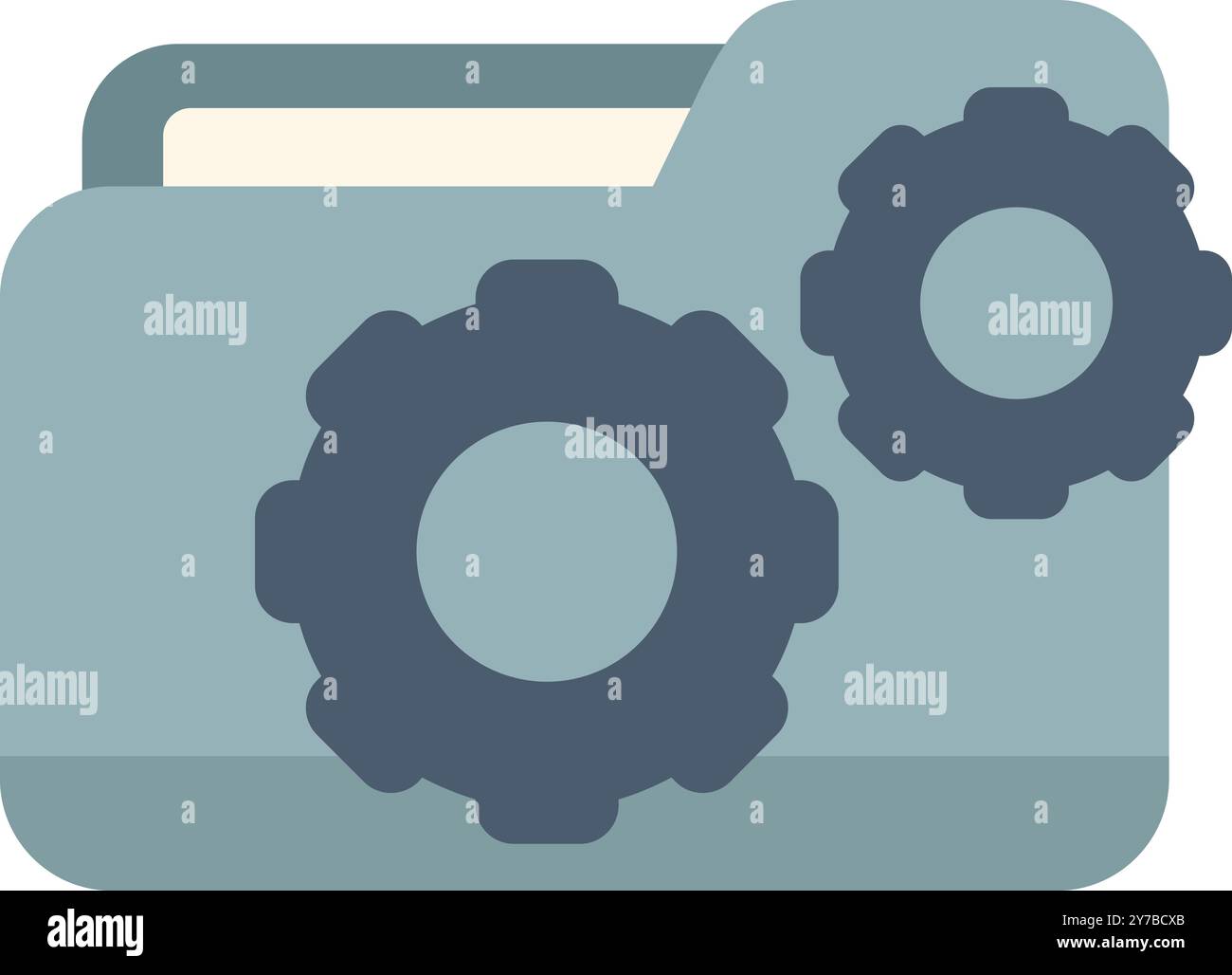 Digital folder icon with two gears, symbolizing data processing and ...